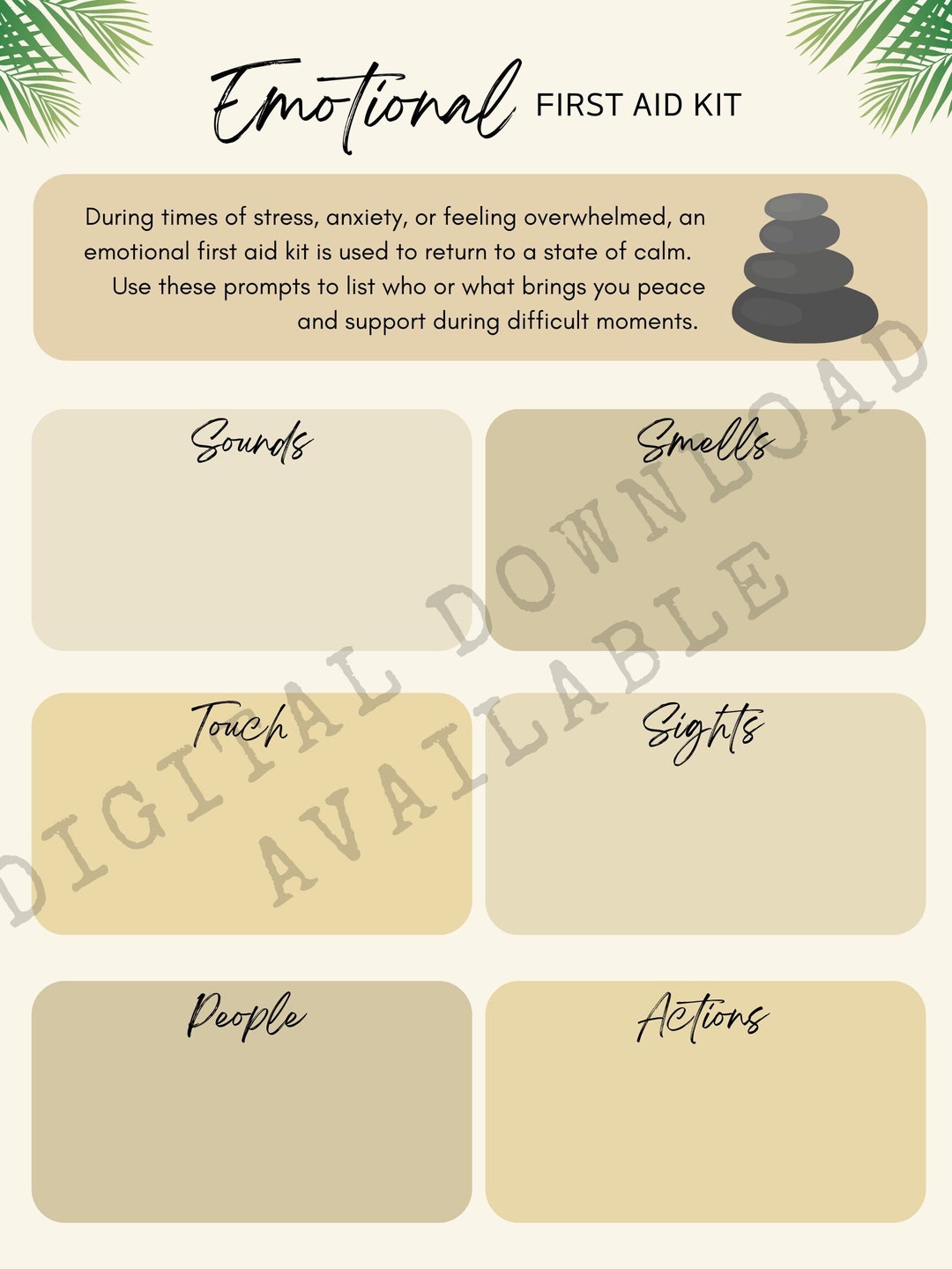 Emotional First Aid Kit Worksheet Zen Style - Etsy