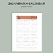 2024 Boho Minimalist Printable Calendar, 2024 Yearly Calendar, Year at ...