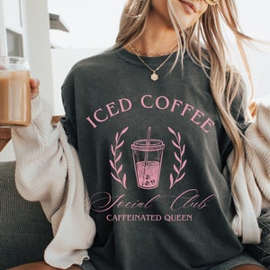 Iced Coffee Shirt Coquette Coffee Lover Shirt Social Club Tshirt ...