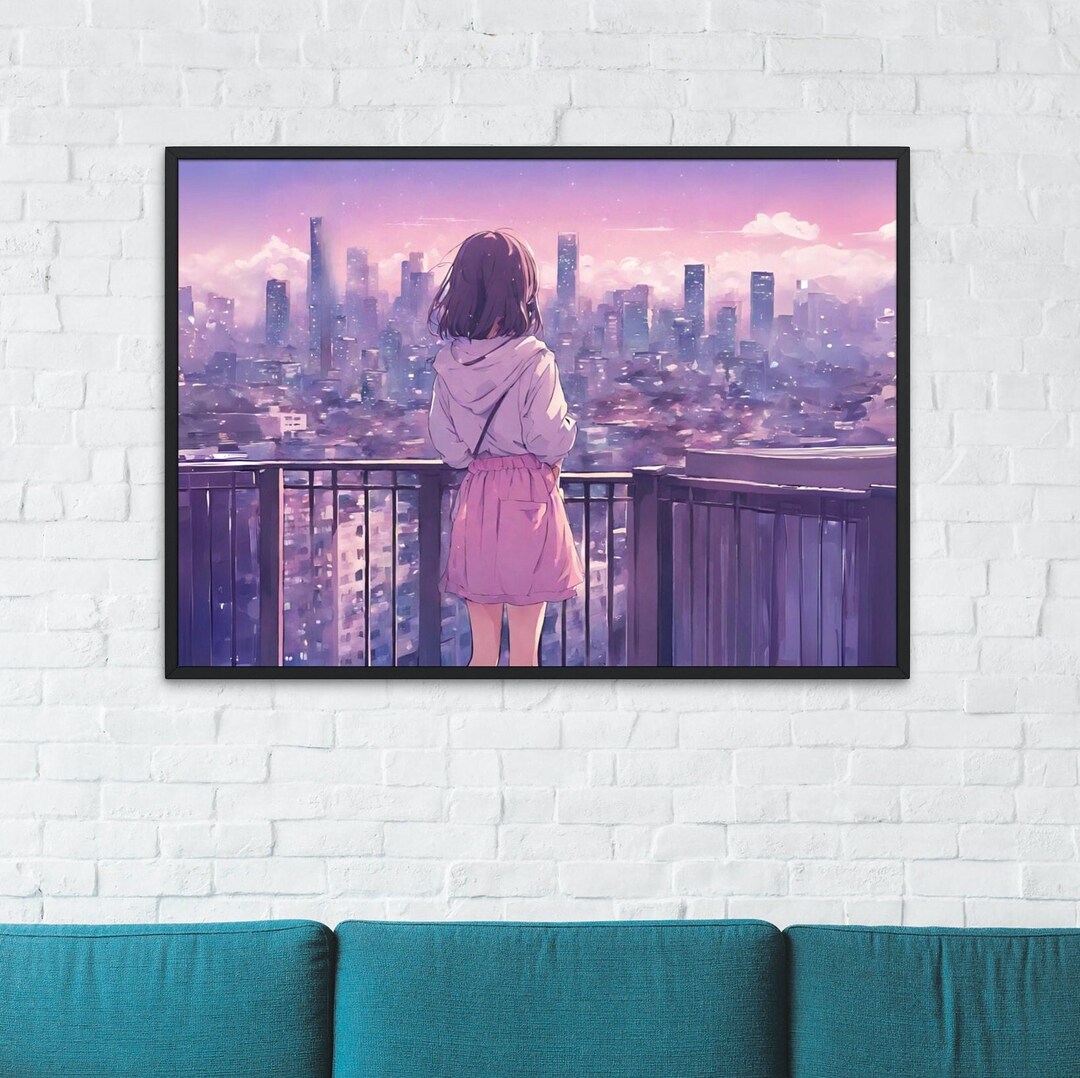 Lofi Anime Girl Wall Decor Pastel Wall Art Lofi Poster Lofi Art Decore ...
