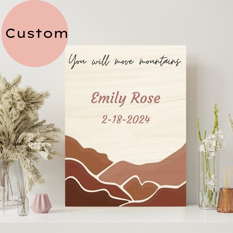 Personalized Baby Name Sign Mountain Nursery Decor Wood Name Sign Boho ...