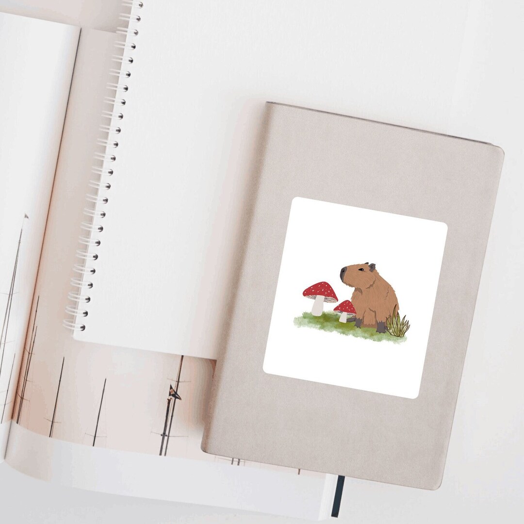 Capybara Stickers Cottagecore Mushrooms Vinyl Sticker Capybaras Cute ...