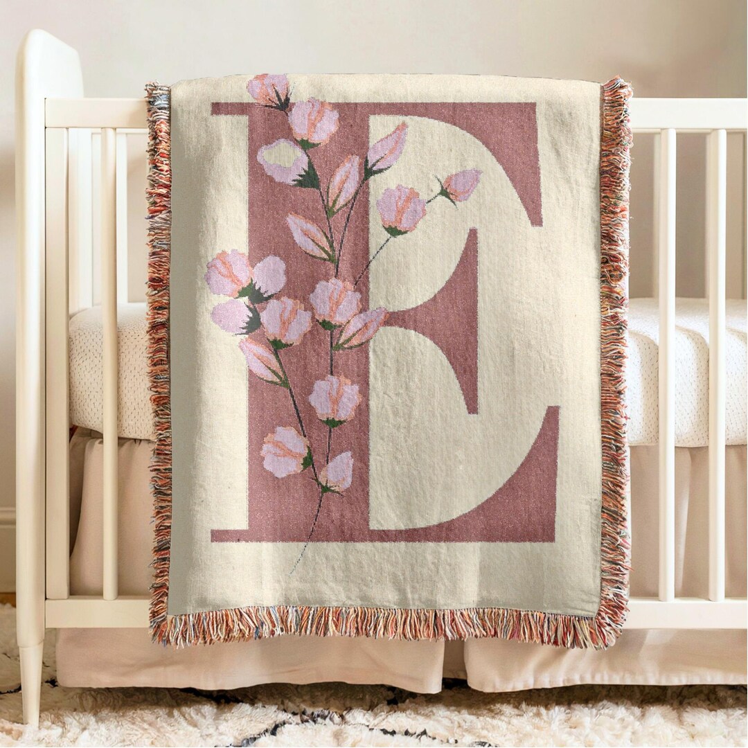 Personalized Baby Girl Name Blanket Pink Floral Nursery Decoration Baby ...