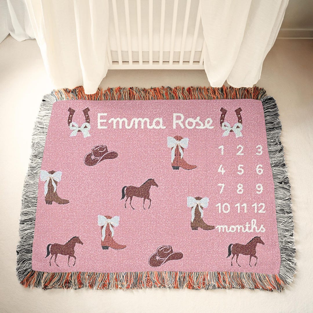 Custom Milestone Blanket Girls Monthly Milestone Blanket Cowgirl ...