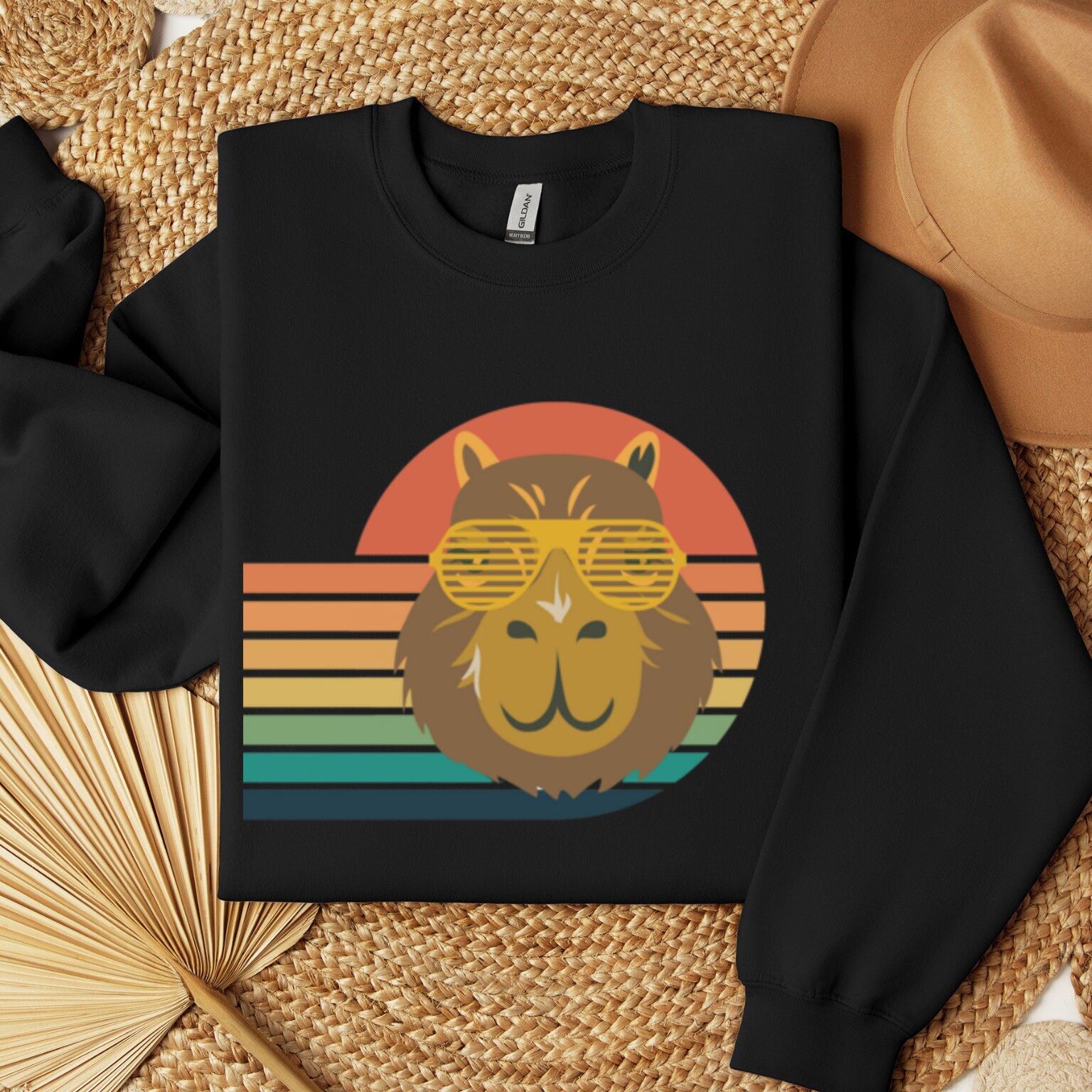 Capybara Retro Sweatshirt Stay Capy Oversized Sweatshirt Retro Tshirt ...