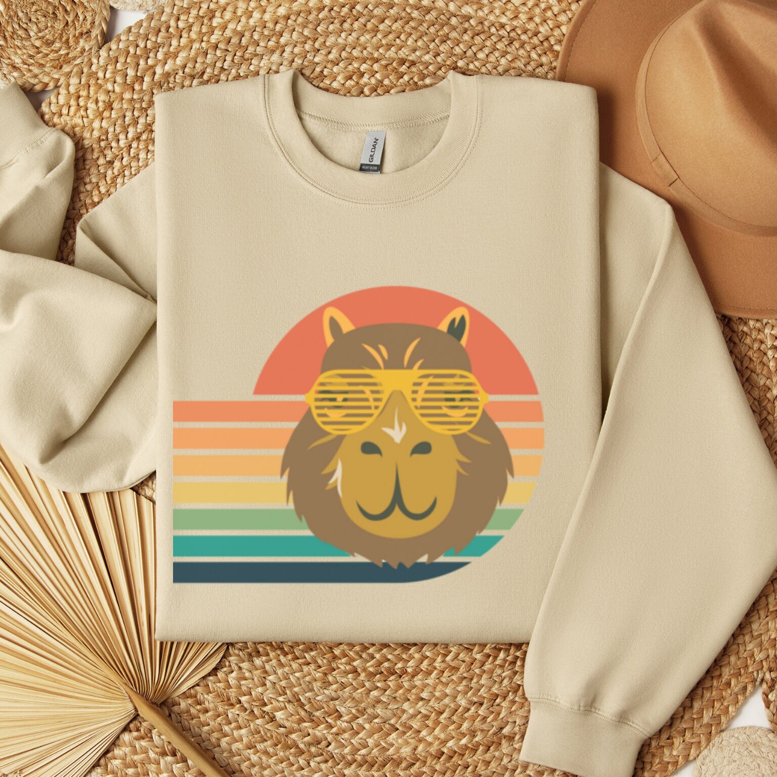 Capybara Retro Sweatshirt Stay Capy Oversized Sweatshirt Retro Tshirt ...