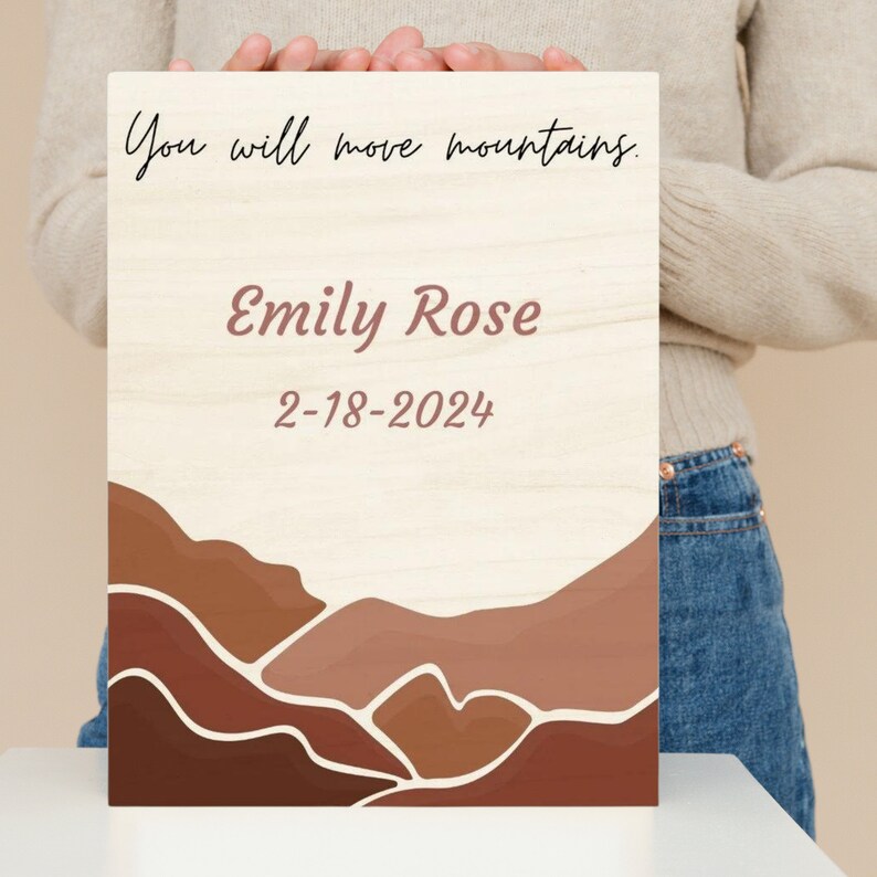 Personalized Baby Name Sign Mountain Nursery Decor Wood Name Sign Boho ...
