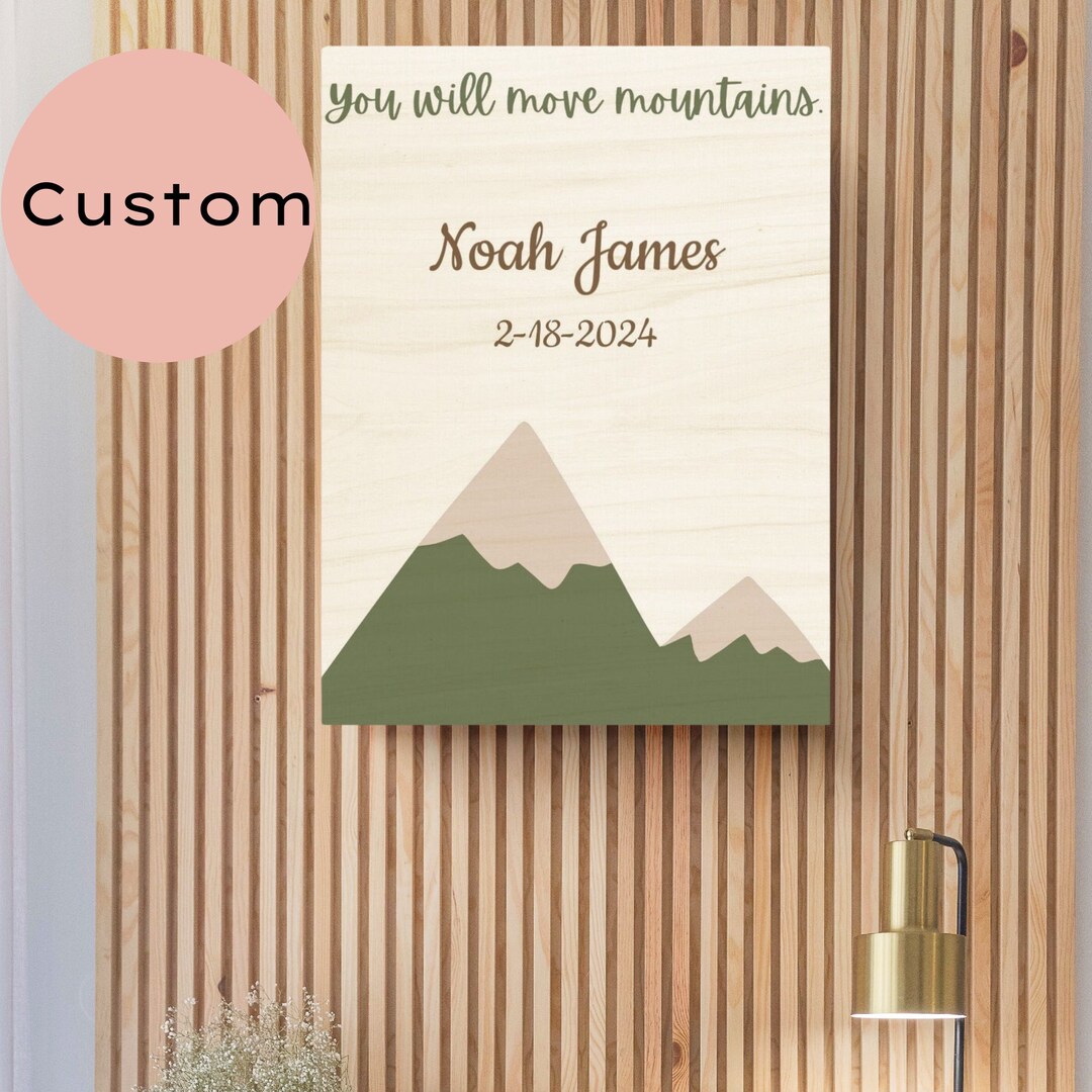 Custom Nursery Name Sign Baby Naming Gift Mountains Nursery Decor Large ...