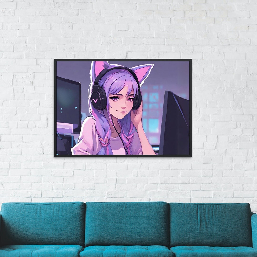 Gamer Room Decor Gamer Gift for Her Anime Poster Wall Decor Pastel Lofi ...