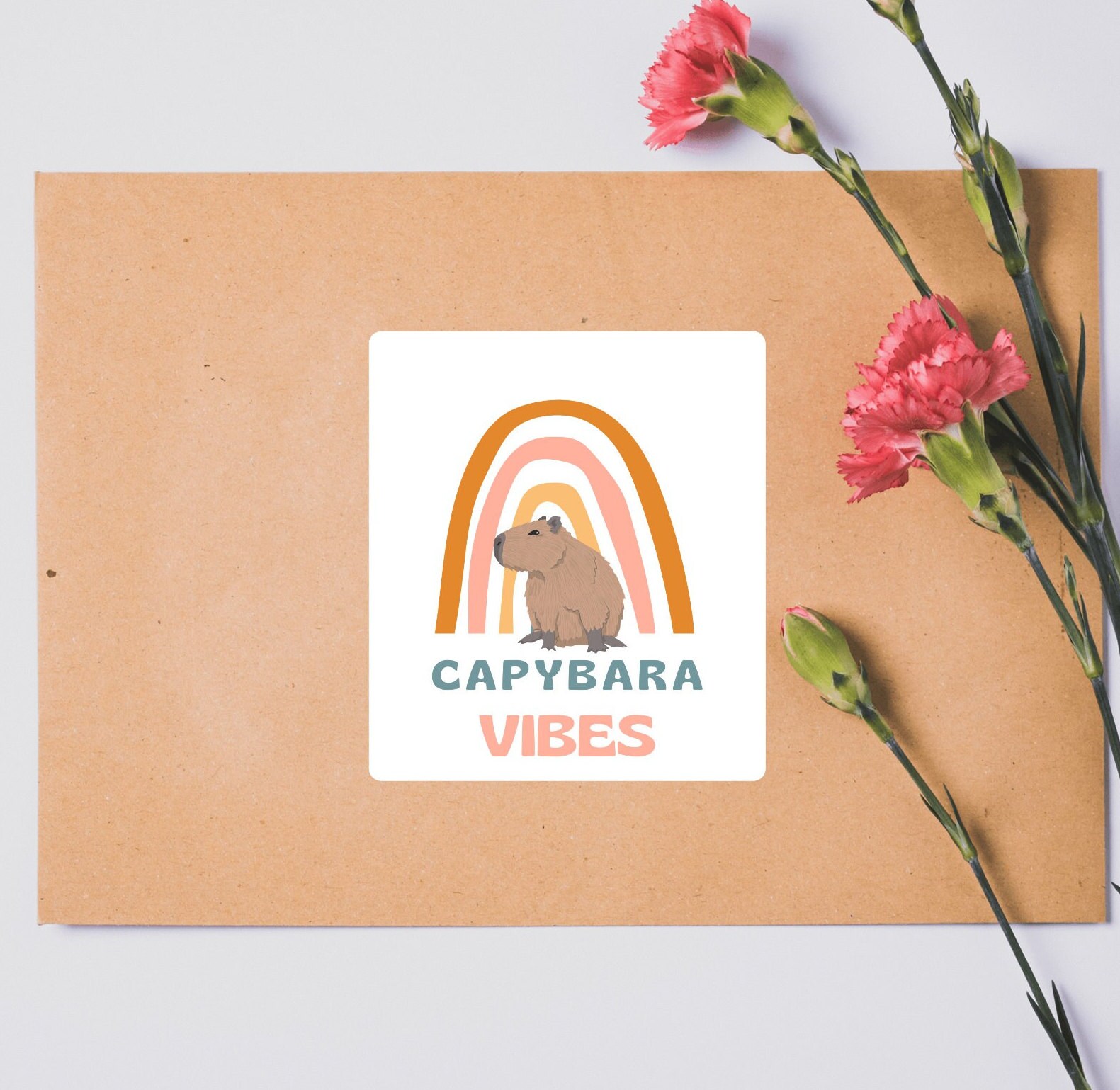 Capybara Sticker Capybaras Vibes Stickers Boho Rainbow Sticker Cute ...
