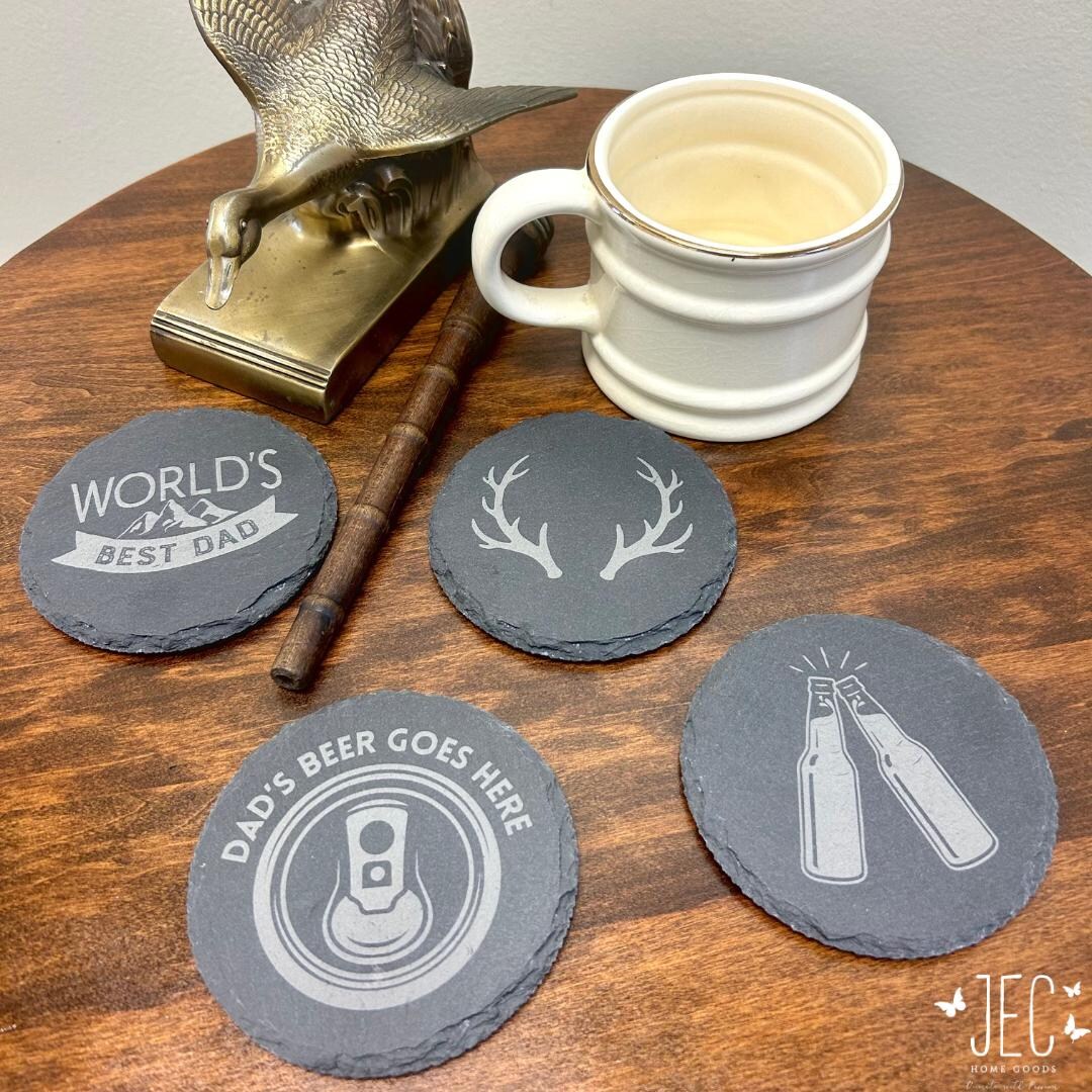 Laser Engraved Slate Coasters (set of 4) - Dad Coaster Set - Etsy