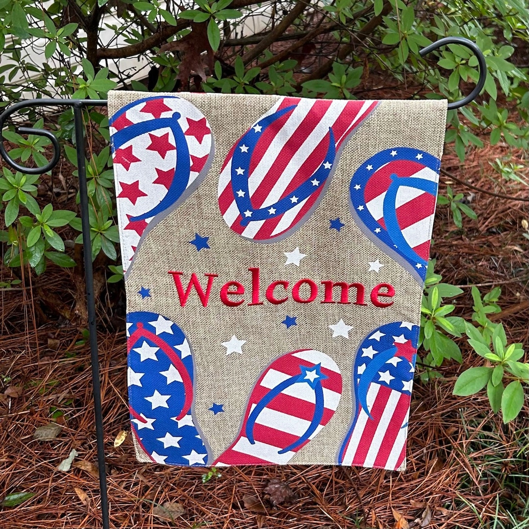 Americana Flip Flop Burlap 2-sided Garden Flag 12.5x18" - Etsy