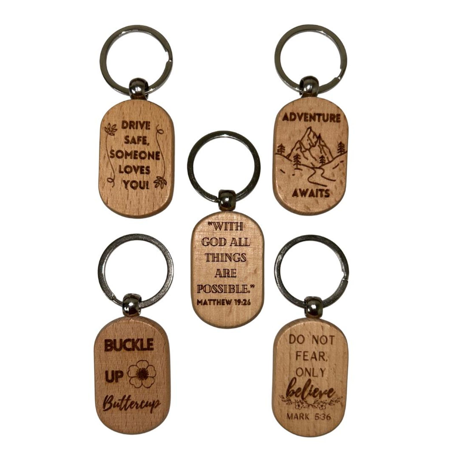 Laser Engraved Wood Keychain - Sentiment Collection - Etsy