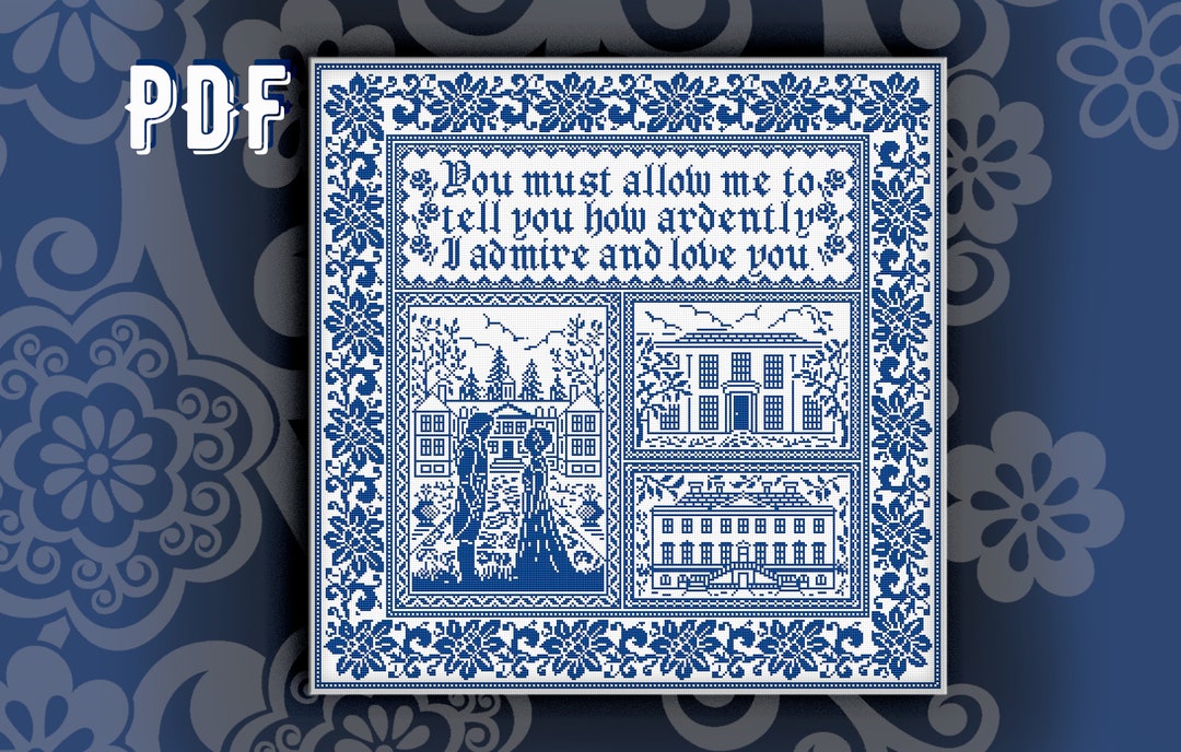 Pride and Prejudice Cross Stitch Sampler Pattern: Jane Austen Quote ...