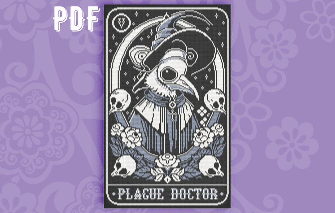 Plague Doctor Tarot Card Cross Stitch Pattern: Spooky Gothic Design ...
