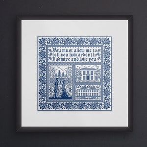 Pride and Prejudice Cross Stitch Sampler Pattern: Jane Austen Quote ...