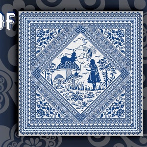 Sampler Cross Stitch Pattern Alice Cross Stitch Pdf Pattern Modern Alice in Wonderland Cross ...