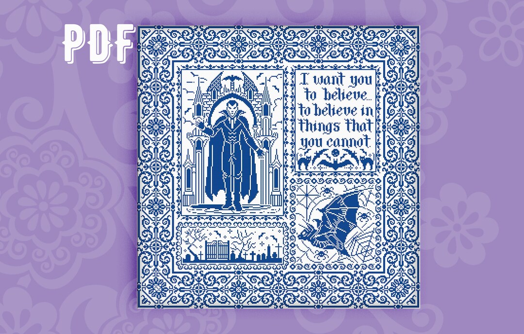 Dracula Sampler Cross Stitch Pattern: Vampire Embroidery (PDF Download ...
