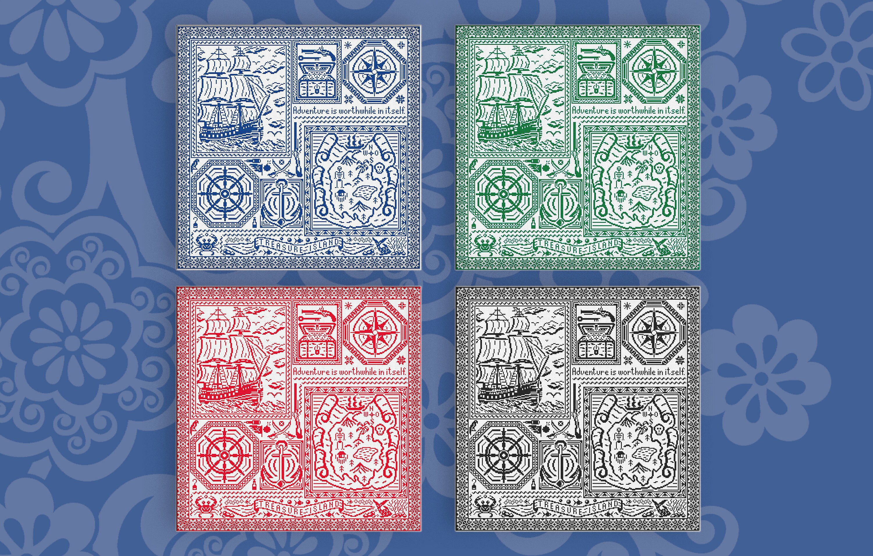 Treasure Island Pirate Sampler Cross Stitch Pattern (PDF) - Etsy