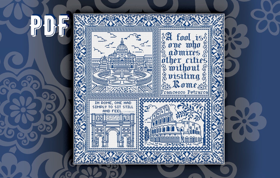 Sampler Rome Cross Stitch Pattern Modern Cross Stitch Pdf Pattern Rome ...
