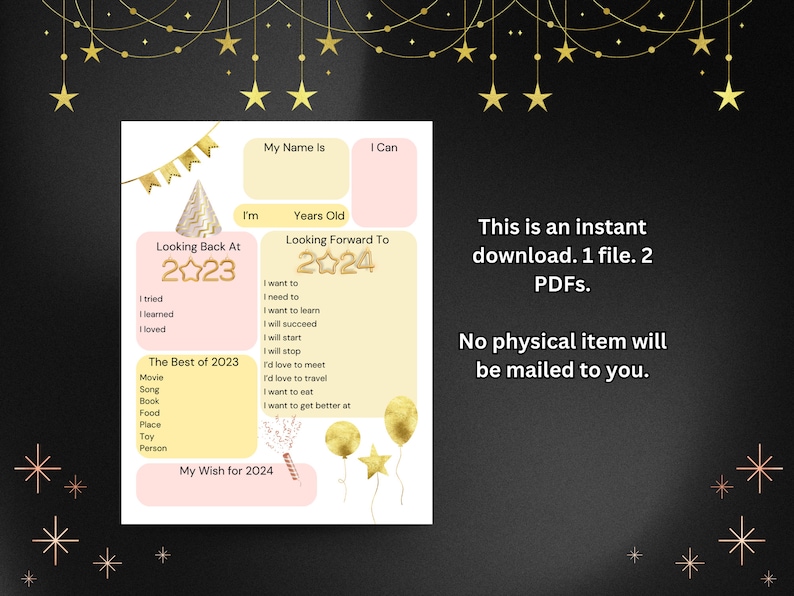 Kids 2024 New Years Resolution, New Year Reflection, Year in Review ...