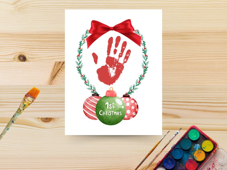 My First Christmas Handprint Art Craft, Baby's 1st Christmas Craft ...