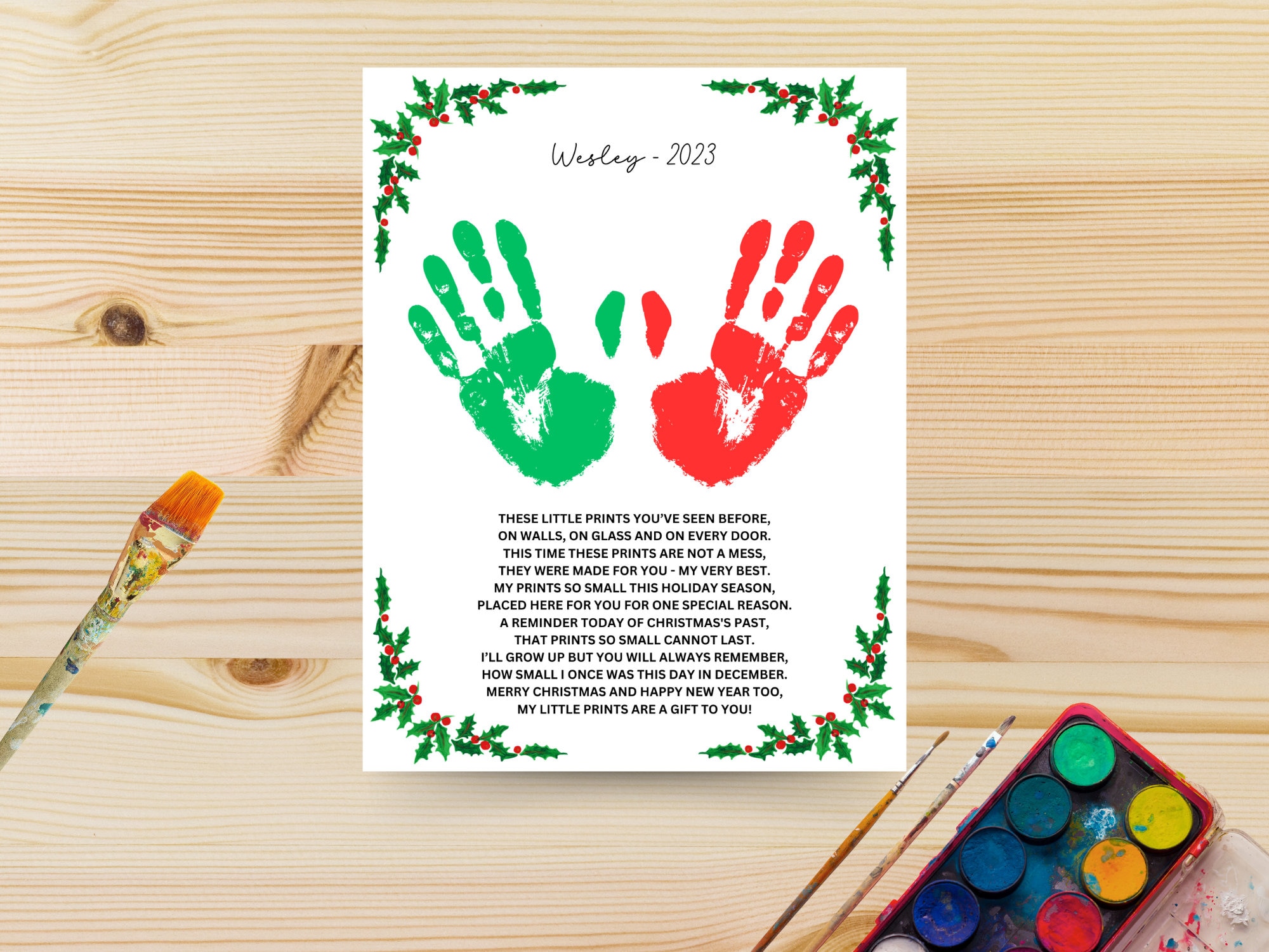 Christmas Handprint Poem, Christmas Art Craft, Baby Kids Toddler Hands ...