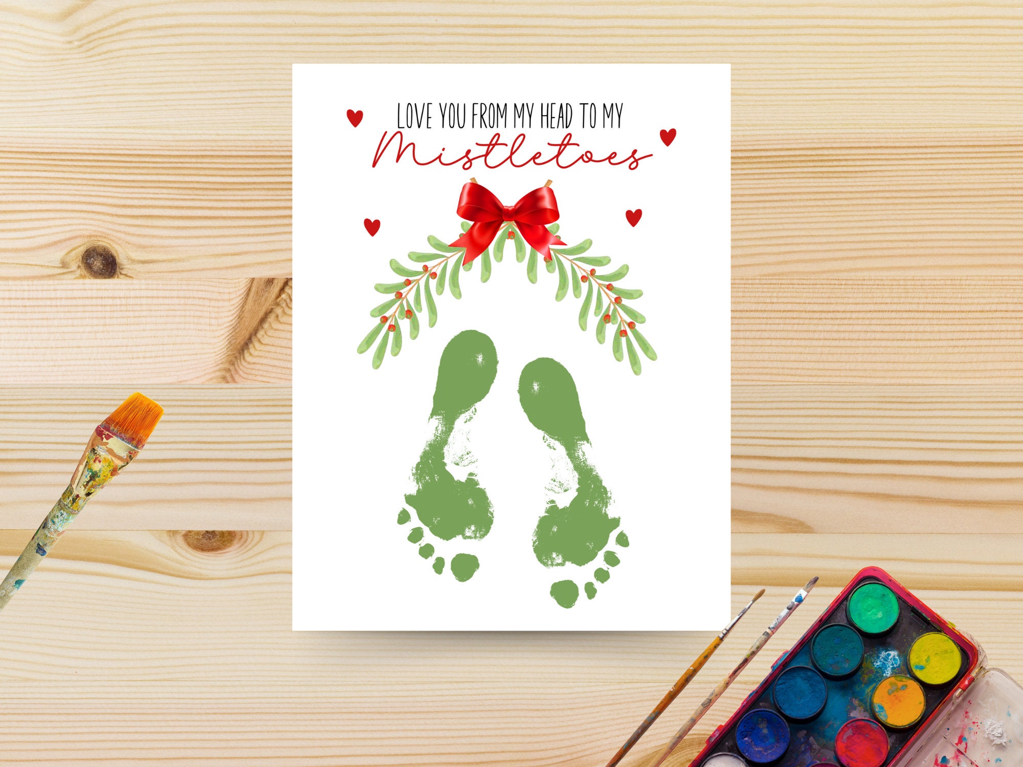 Mistletoe Christmas Footprint Art Craft, Holiday Craft, Preschool ...