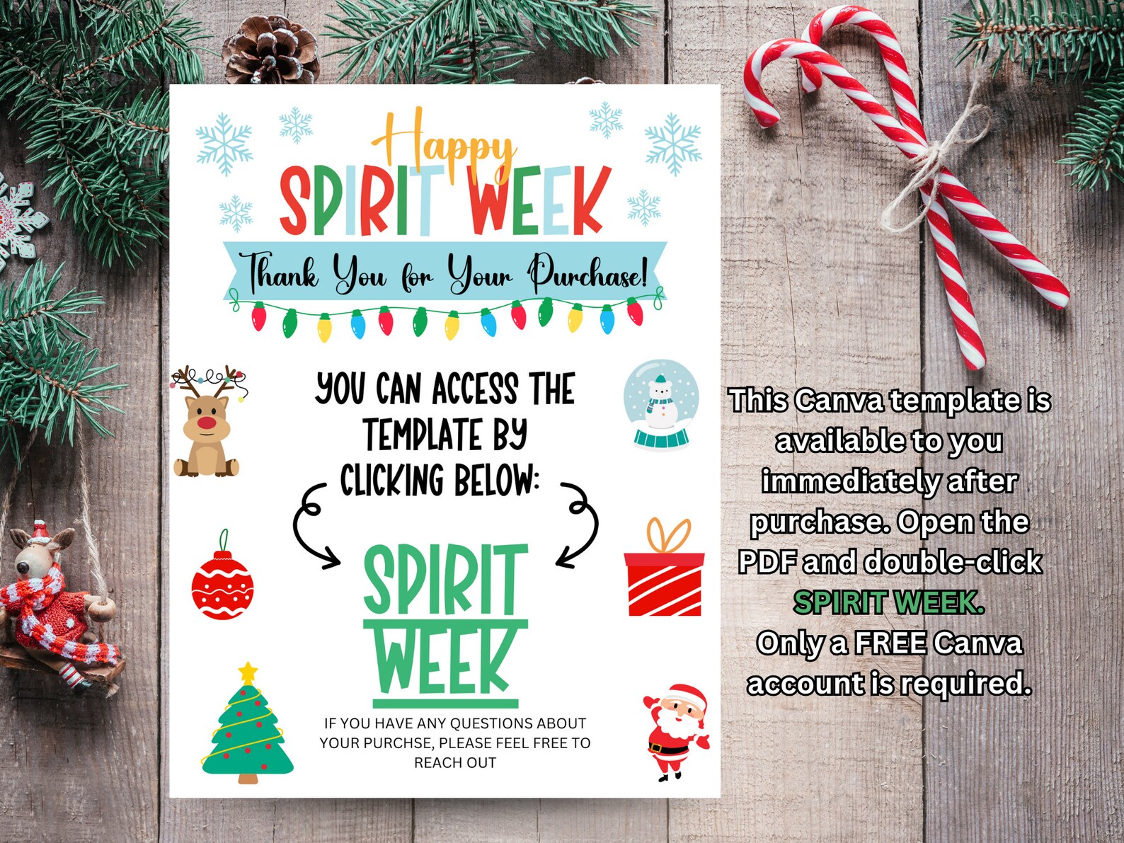 EDITABLE Christmas Spirit Week Flyer Canva Template, School Spirit ...