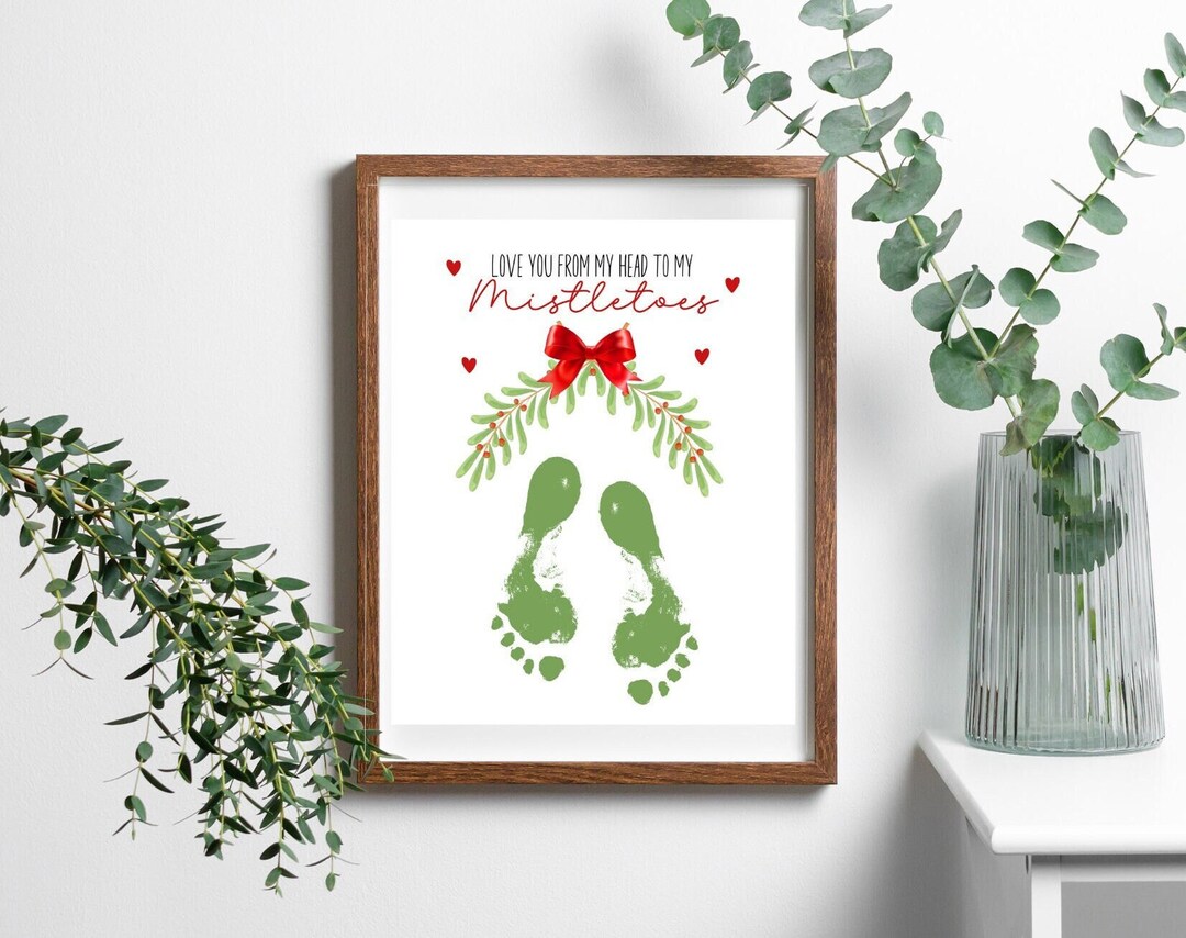 Mistletoe Christmas Footprint Art Craft, Holiday Craft, Preschool ...