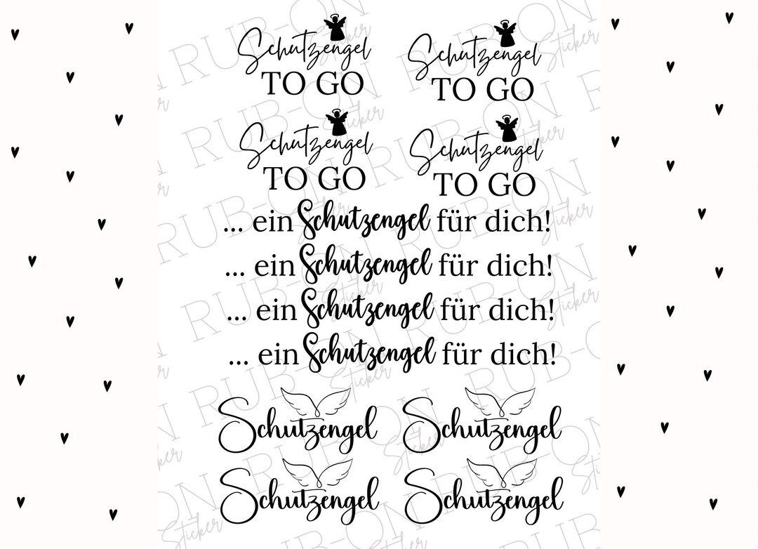 Rub-on Sticker Borderless "guardian Angel to Go" Glossy and Slightly ...