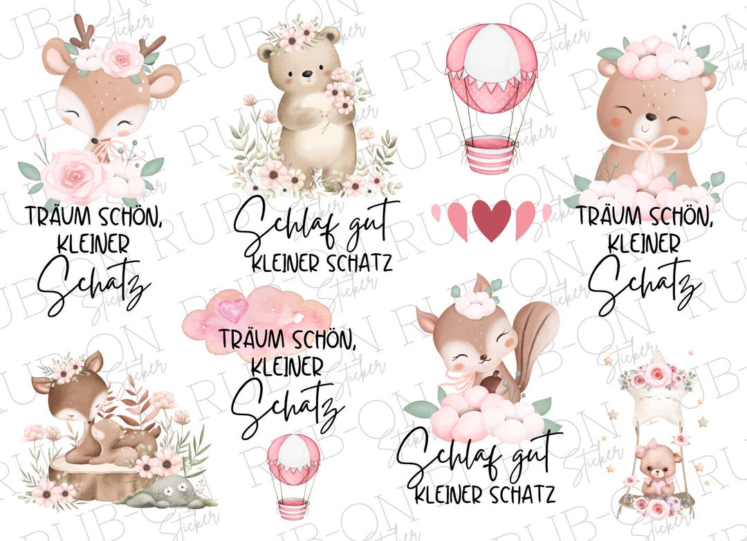 Rub-on Sticker Borderless "sleep Well Little Darling" Glossy and ...