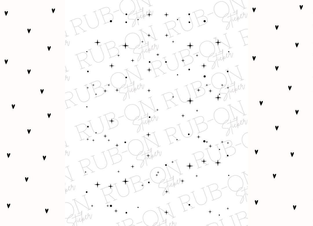 Rub-on Sticker Borderless "stars" Glossy and Slightly Raised A6 Black ...
