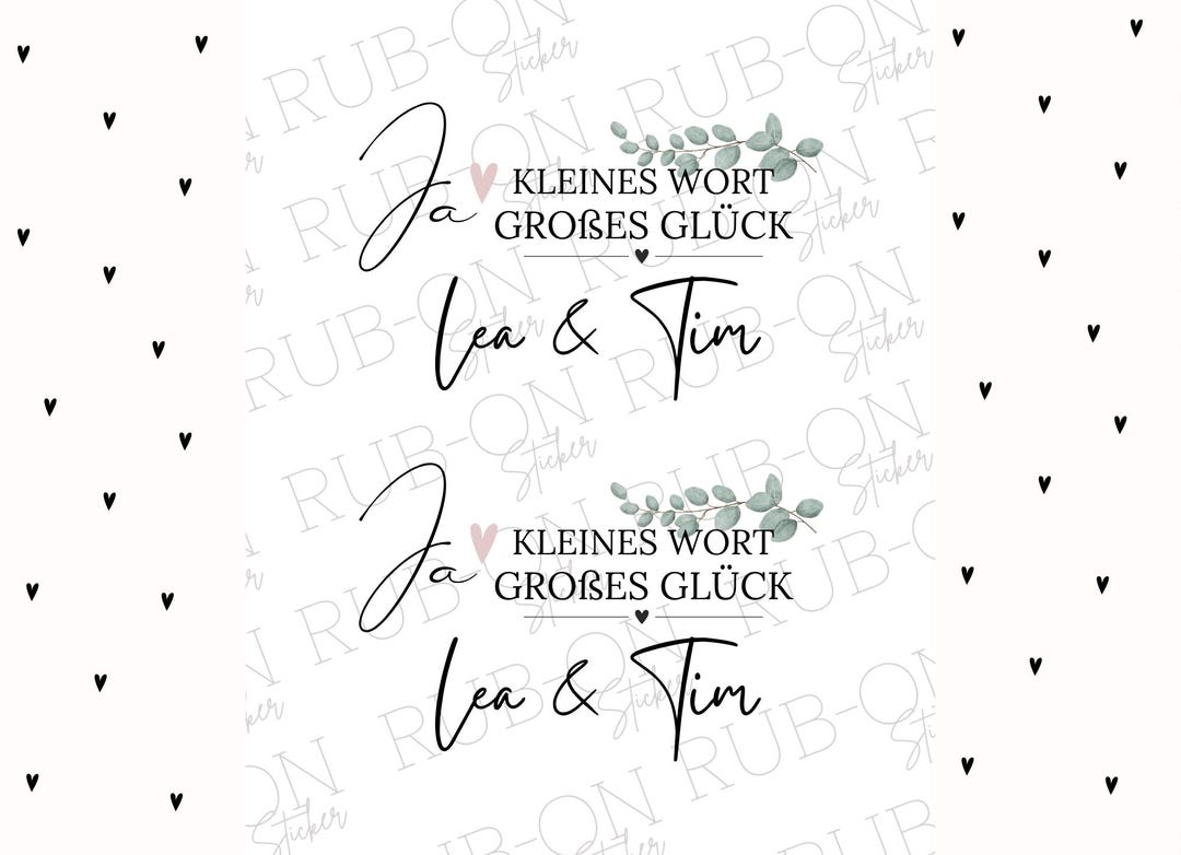 Rub-on Sticker Borderless "wedding/desired Name" Glossy and Slightly ...