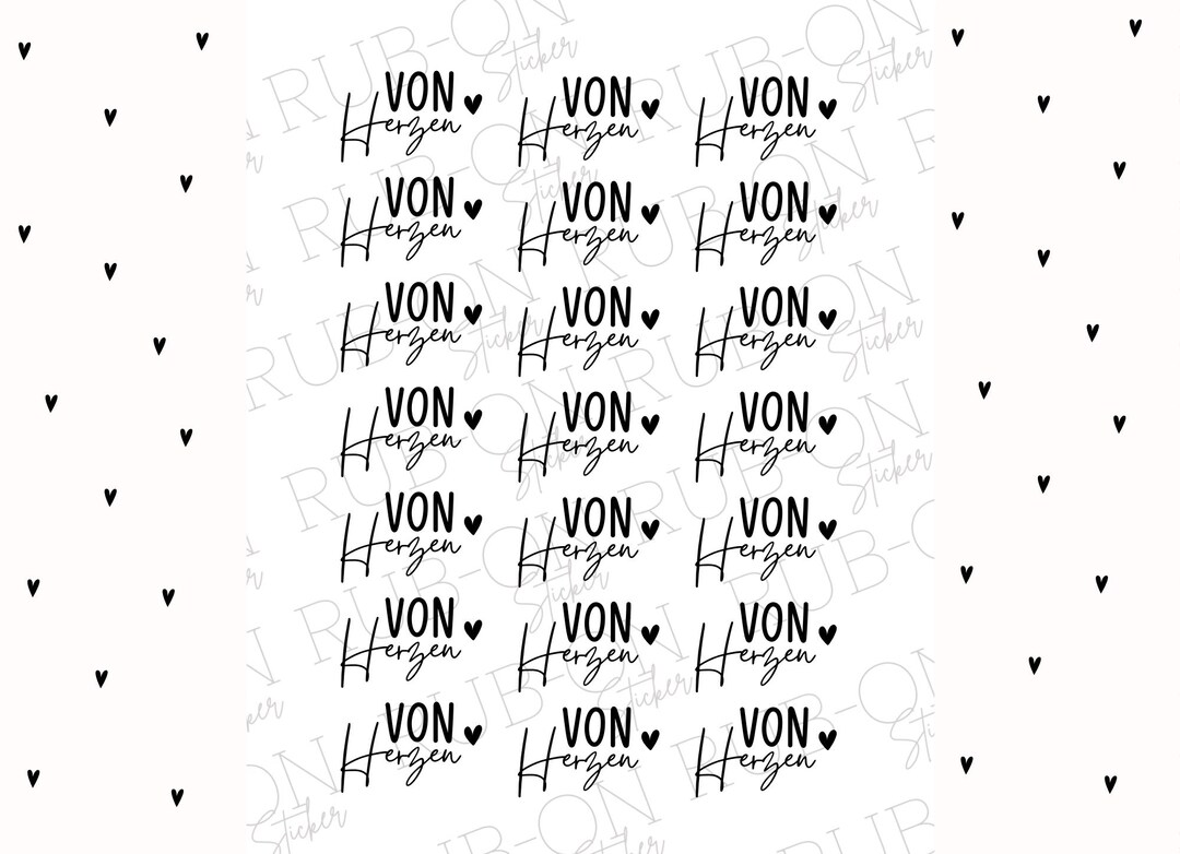 Rub-on Sticker Borderless "from the Heart" Glossy and Slightly Raised ...