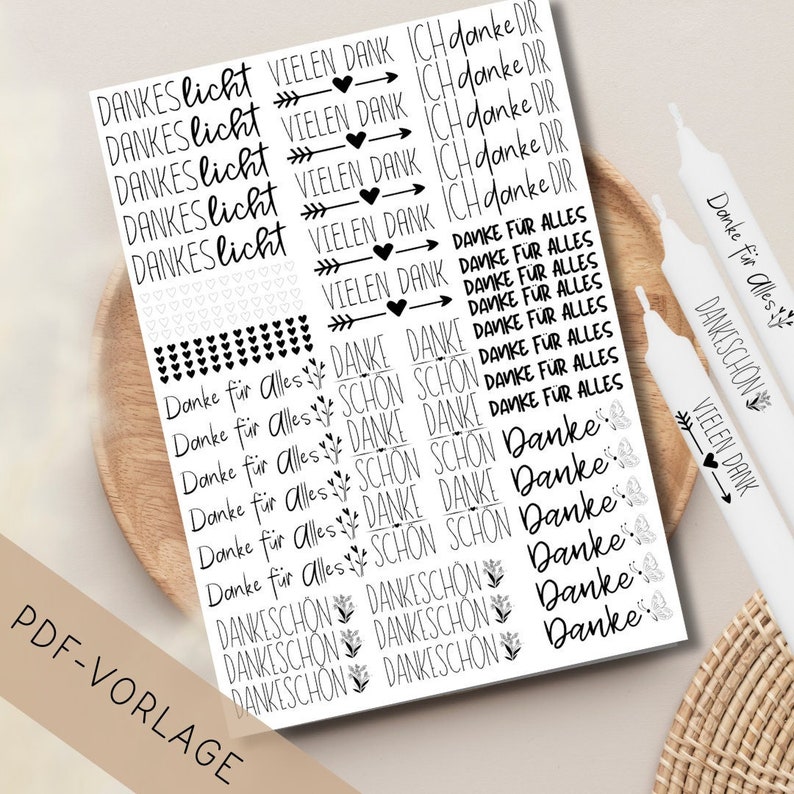 Thank You PDF Template for Candles Water Slide Film I Stick Candles ...