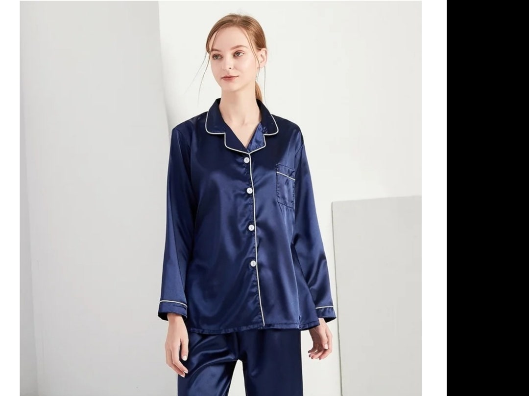 Satin Silk Women's Pajama Set Elegant Loungewear in Plus Size - Etsy