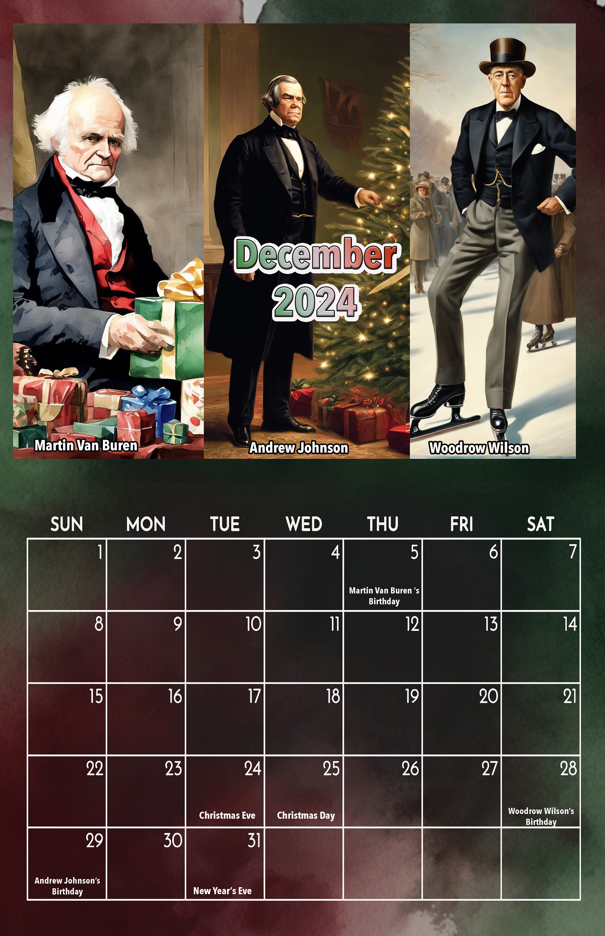 PDF of U.S. Presidents Calendar 2024 - Etsy