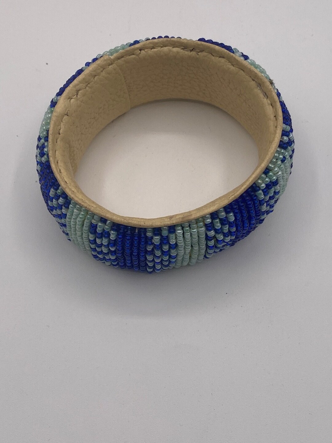 Blue and White Beaded Wristlet - Etsy