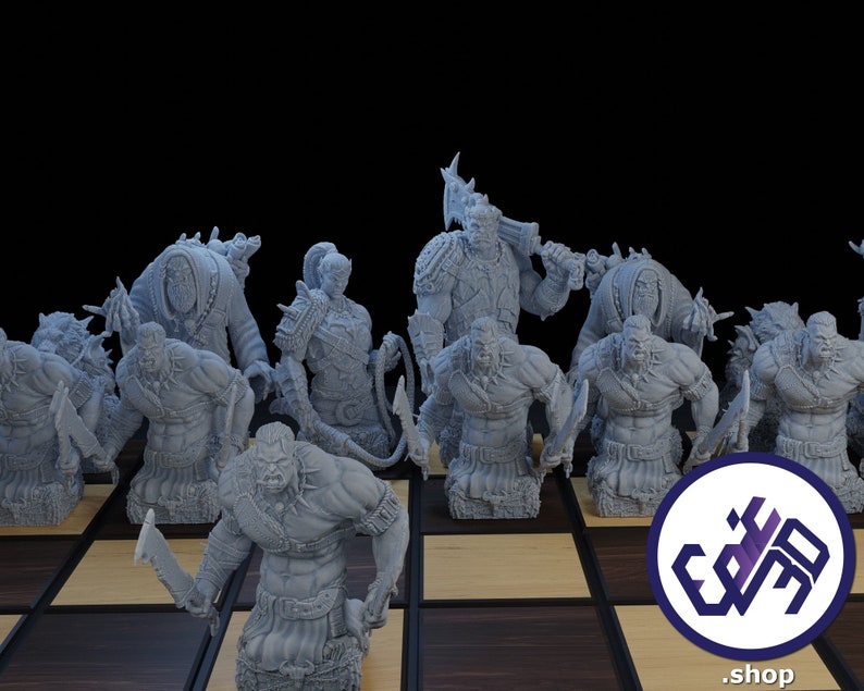 Orc Chess Set Resin 3D Printed 16 Parts - Etsy