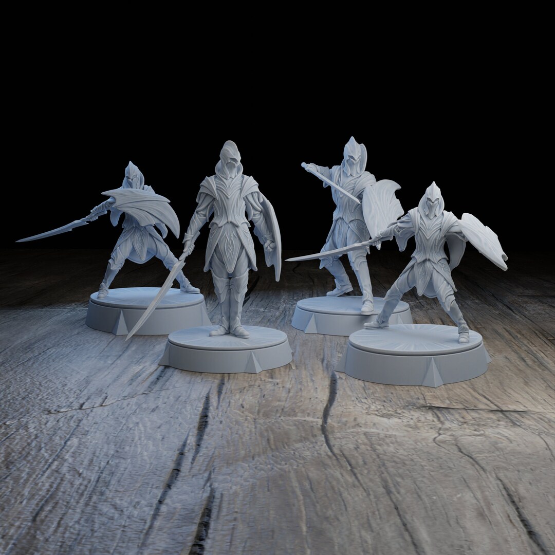 Elven Soldier Set (4 Miniatures) | Elf | Premium Dnd Miniature Mini ...