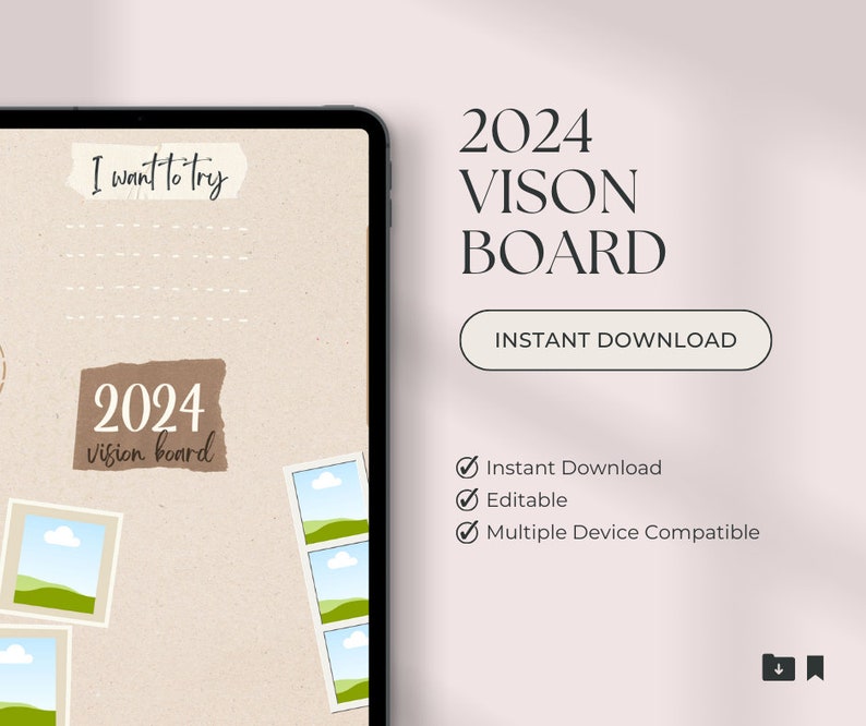 Editable Digital Canva Template 2024 Vision Board - Etsy