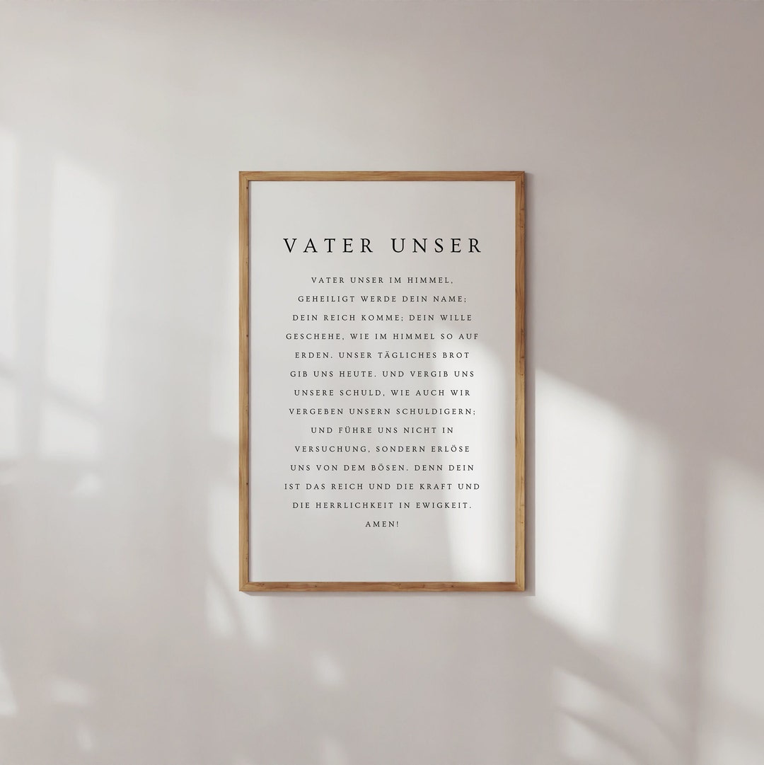 Vater Unser Print, Vater Unser Wandkunst, Christliche Wandkunst, German ...