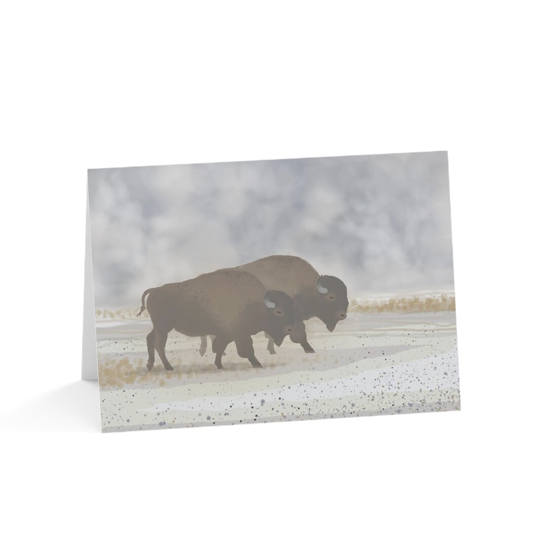 Yellowstone Bison Card Original Artwork Nature Inspired, Colorful ...