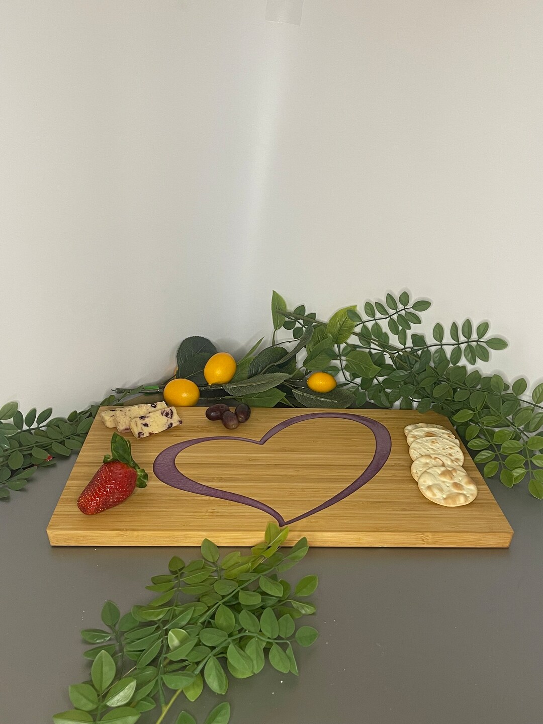 Purple Inlaid Heart Charcuterrie Board or Cutting Board - Etsy