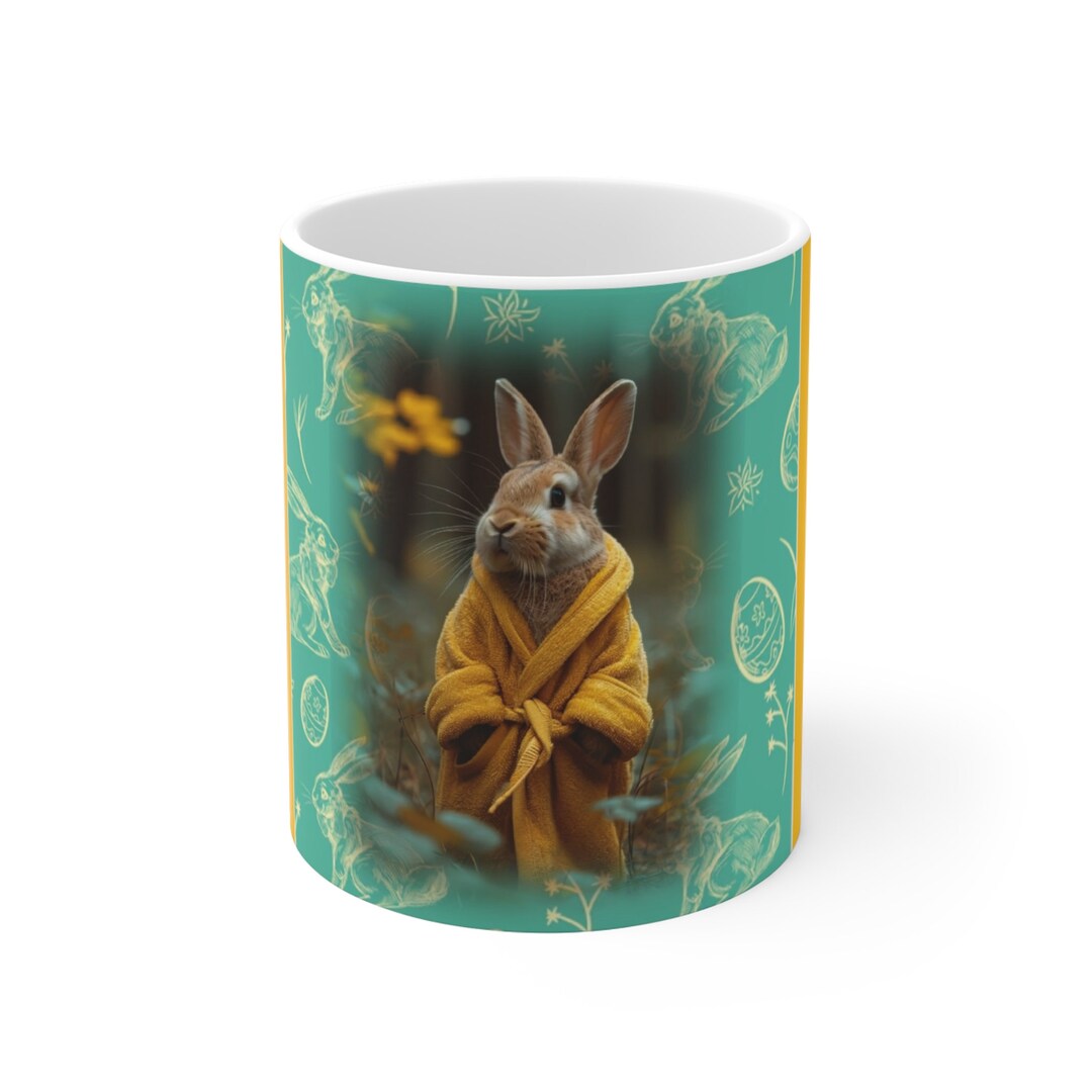 Hand-painted Easter Mug, Cute Bunny Design, Coffee Cup for Easter ...