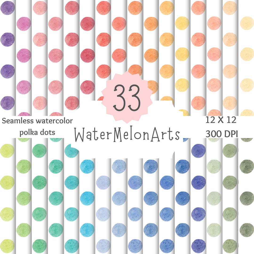 33 Watercolor Polka Dot Patterns, Colorful Seamless Polka Dots ...