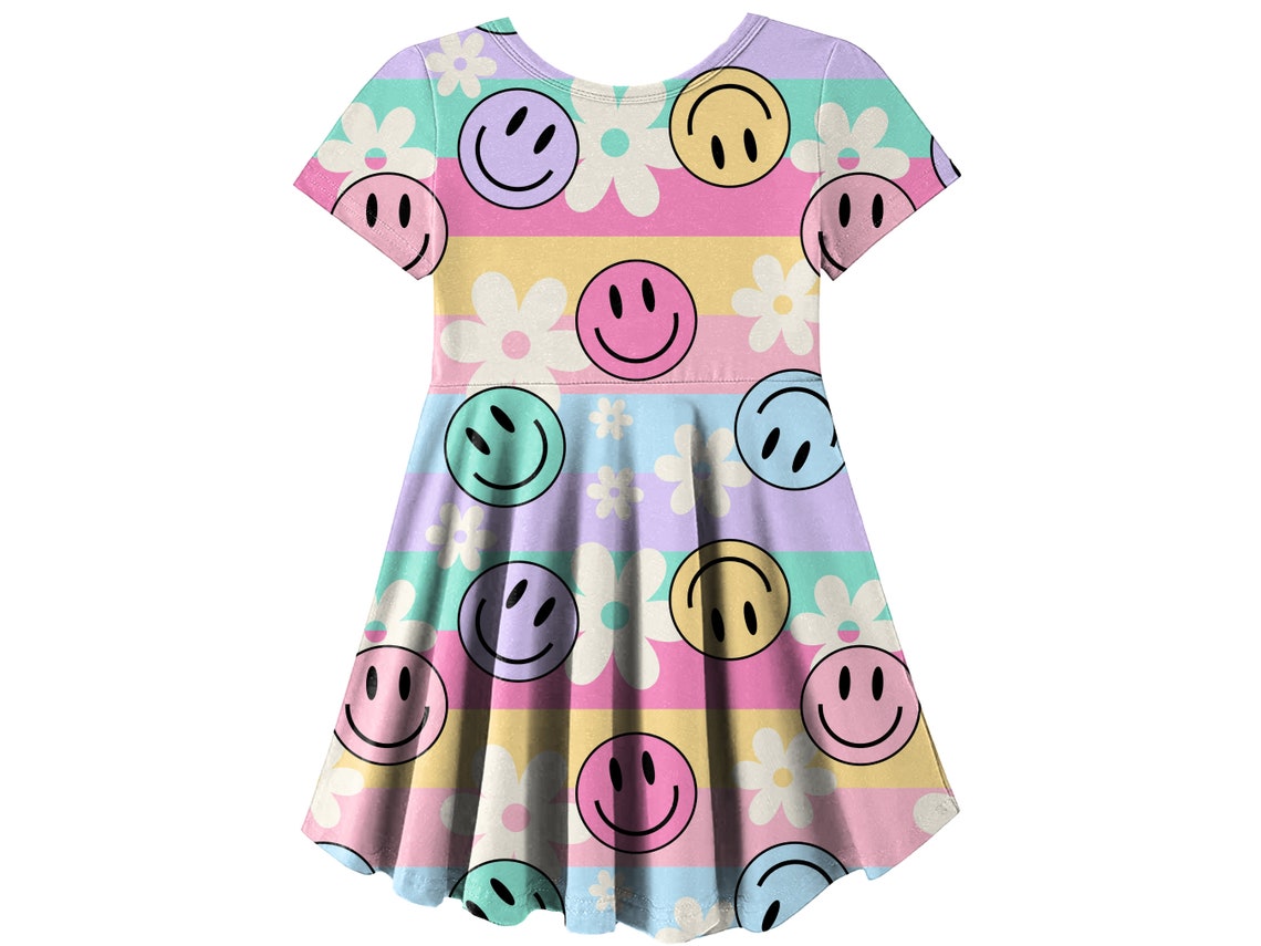 Pastel Colors Smiley Faces Seamless Pattern for Fabric Sublimation ...