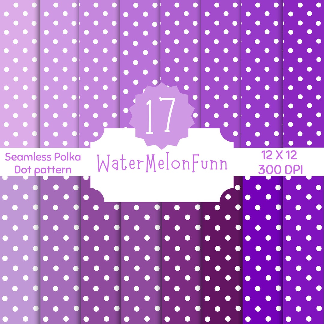 Purple Polka Dot Seamless Digital Paper Pack, Scrapbook Paper, Craft ...