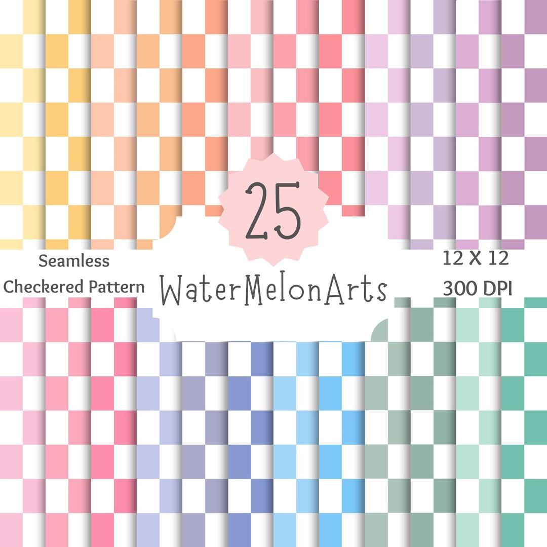 Colorful Checkered Seamless Pattern Pack, Fabric Pattern, Pastel ...